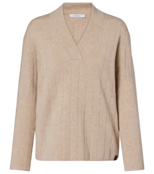 Max Mara Arten Ribbed-Knit Cashmere Sweater Beige