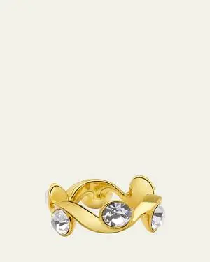 Oscar De La Renta Crystal Wave Ring - Yellow Gold