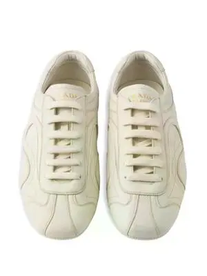 Prada Logo-patch Leather Lace-up Sneakers - Neutrals