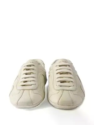 Prada Logo-patch Leather Lace-up Sneakers - Neutrals
