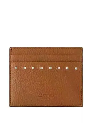 Valentino Garavani Rockstud Leather Card Holder - Brown