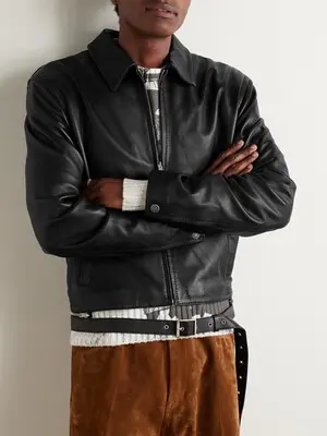 Acne Studios Lascari Slim-fit Belted Leather Jacket