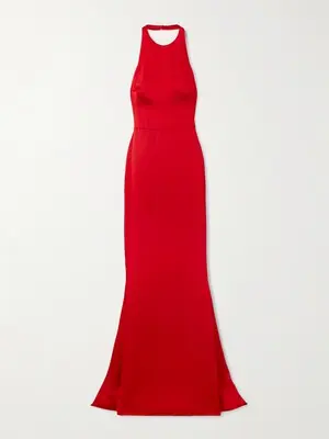 Givenchy Satin-crepe Halterneck Gown - Red