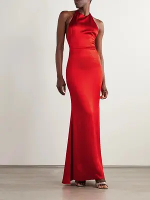 Givenchy Satin-crepe Halterneck Gown - Red