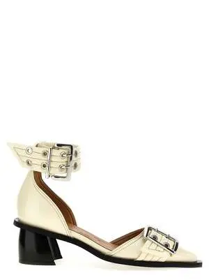 GANNI Buckle Open Cut Pumps - White