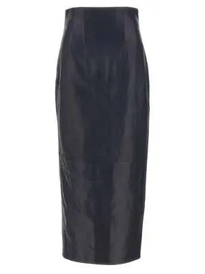 Khaite Loxley Leather Midi Skirt - Blue
