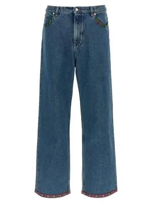 Valentino Garavani Floral Insert Straight Leg Jeans