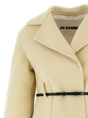 JIL SANDER Single-breasted Virgin Wool Felt Coat - White