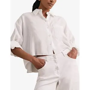 REISS Solena Cropped Linen Shirt