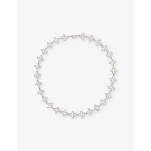 DARKAI Clover Diamond Stone Necklace - White & White