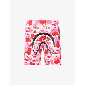 A BATHING APE Camo Shark Printed Sweat Shorts - Pink Camo