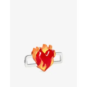 POUBEL Heart On Fire Sterling And Enamel Charm