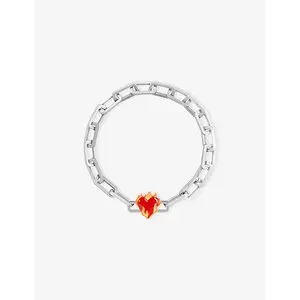 POUBEL Heart On Fire Sterling And Enamel Charm