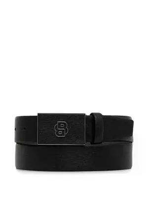 BOSS Leather Belt With Logo Plaque Black