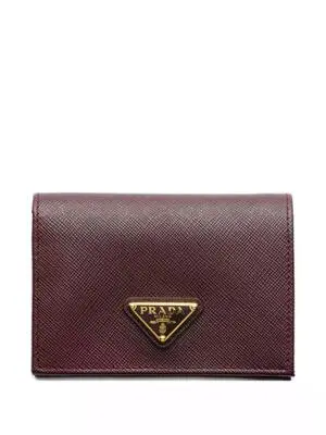 Prada Saffiano Leather Compact Wallet - Brown
