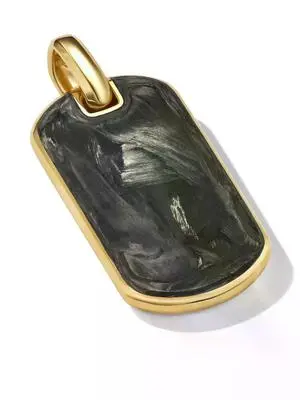 David Yurman 18kt Yellow Gold Forged Carbon Tag