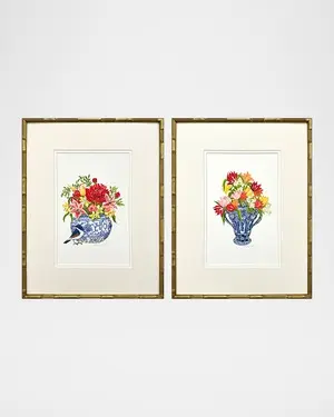 PARAGON DECORS Blue And White I" Hand-embellished Giclees, Set Of 2 - Multi