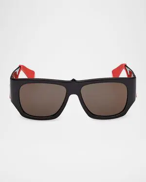 CHRISTIAN LOUBOUTIN Lb0016m Square Sunglasses - Blacksmoke Grey  With Red Flash Mirror