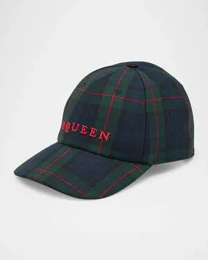 Alexander McQueen Tartan Check Logo Baseball Cap - Navy/red