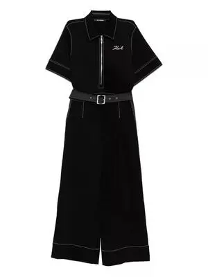 Karl Lagerfeld Contrast-stitch Jumpsuit - Black