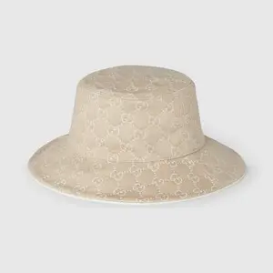 Gucci Gg Denim Bucket Hat With Horsebit - White