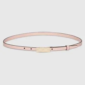 Gucci Thin Belt With Plaque Buckle - Pink
