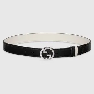 Gucci Reversible Leather Belt With Interlocking G Buckle - Black