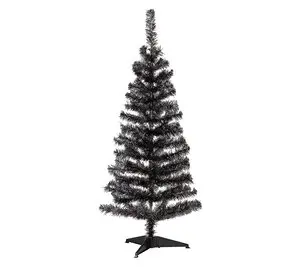 NORTHLIGHT Tinsel Halloween Tree 4' Black Unlit - One-color