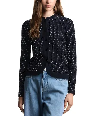 Emporio Armani Striped And Polka Dot Jacquard Motif Cardigan - Fancy Blue