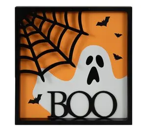 NORTHLIGHT 3d Ghost And Spider Web Halloween Wa L Sign 9.75 - One-color