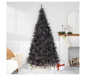 NORTHLIGHT Tinsel Halloween Tree 9' Black Unlit
