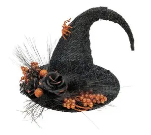 NORTHLIGHT 16' Witch's Hat With Roses Halloween Decor
