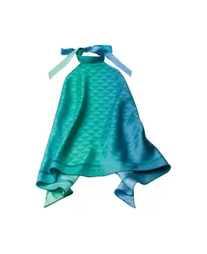 Prada Printed Silk Twill Scarf Light Blue