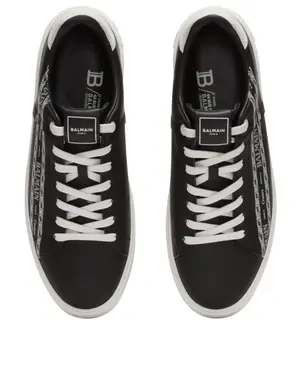 Balmain B-court Printed Calfskin Trainers - Black