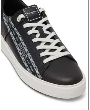 Balmain B-court Printed Calfskin Trainers - Black
