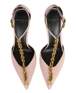 Balmain Leather Stiletto Pumps With Chain Detail - Pink