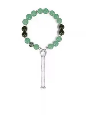 Shanghai Tang Tang Of Wood Jade Beaded Bracelet - Silver