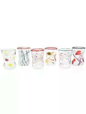 MASSIMO LUNARDON Paint-splatter Glass Set - White