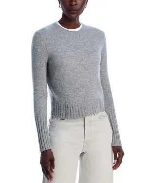 Guest In Residence Cashmere Shrunken Crewneck Sweater - Heather Grey