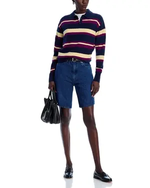 Guest In Residence Cashmere Collegiate Striped Polo - Midnight Combo