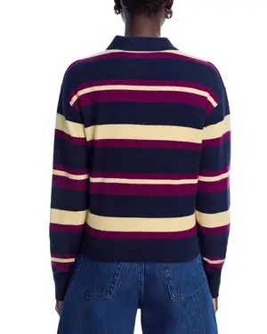 Guest In Residence Cashmere Collegiate Striped Polo - Midnight Combo
