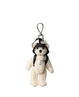 Prada Teddy Bag Charm With Metal Ring - Ivory