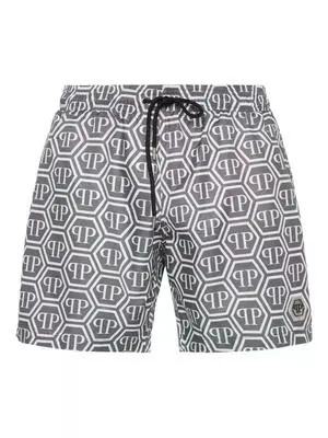 Philipp Plein Hexagon Jacquard Swim Shorts - Blue