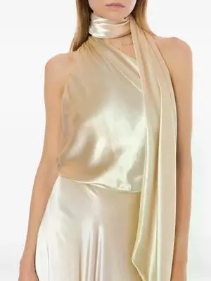 Alberta Ferretti Satin Long Dress - White