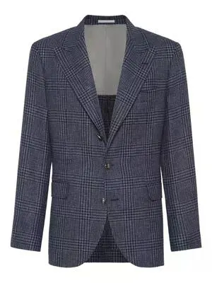 Brunello Cucinelli Prince Of Wales Check Blazer - Blue