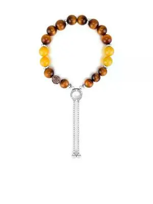 Shanghai Tang Tiger-eye Beaded Bracelet - Silver