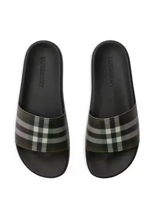 Burberry Check-print Flat Slides - Brown