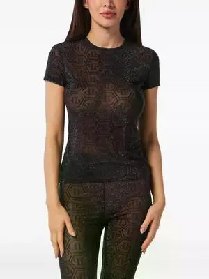 Philipp Plein Tulle Monogram Strass T-shirt