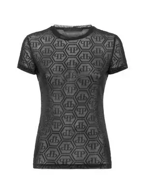 Philipp Plein Tulle Monogram Strass T-shirt