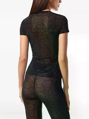 Philipp Plein Tulle Monogram Strass T-shirt